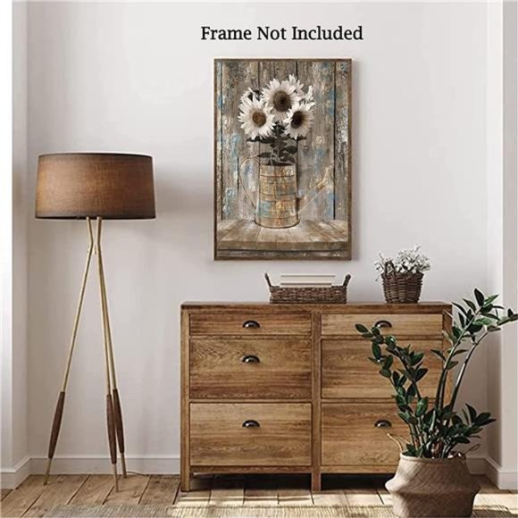 Wall Decor | Rustic Farmhouse Sunflowers Wall Art Flowers Painting ...